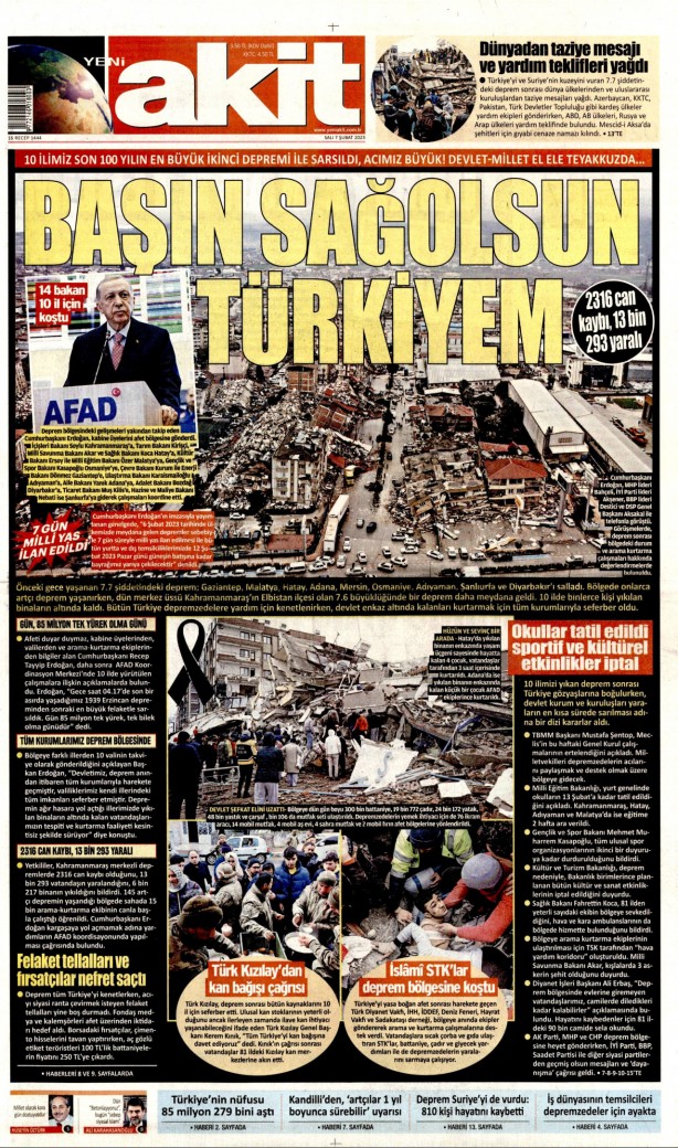 Hangi gazete depremi nasıl gördü? - Yeni Akit