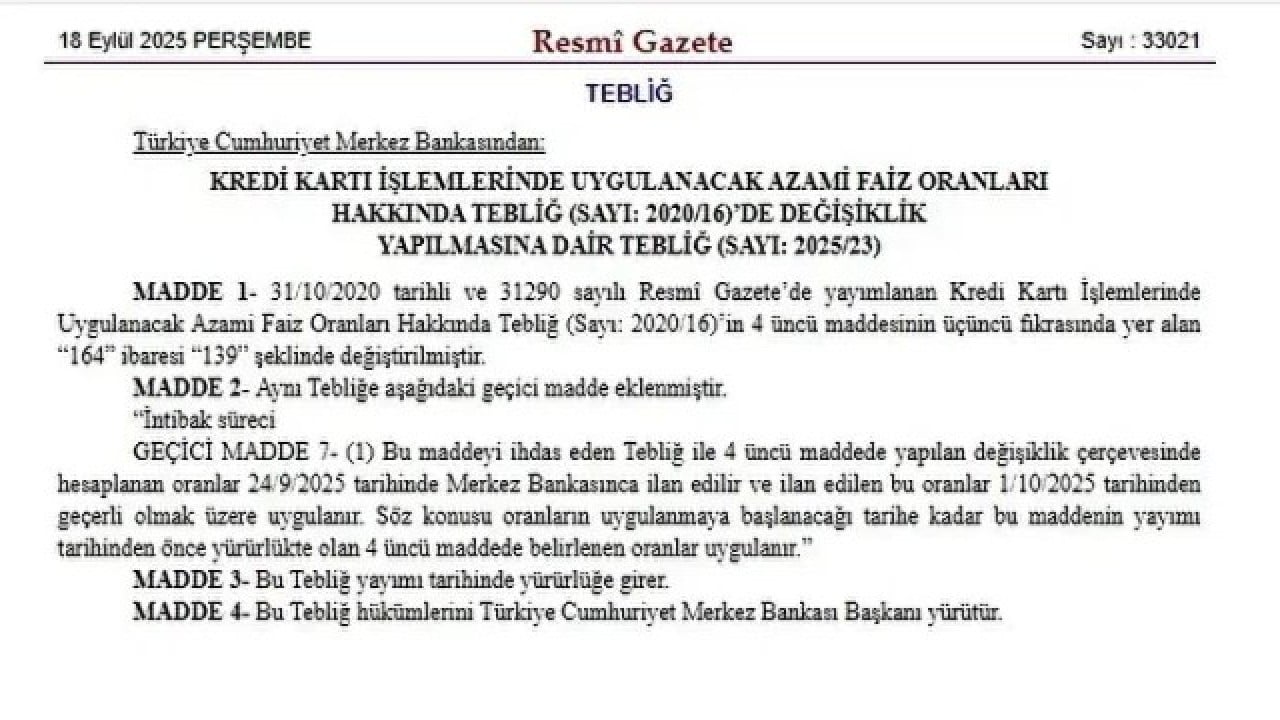 Kredi kartı borcu olanlar dikkat: Yeni faiz oranları belli oldu! - Yeni ...