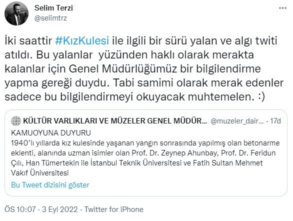 Kültür Varlıkları ve Müzeler Genel Müdürlüğünden 'Kız Kulesi yıkıldı ...