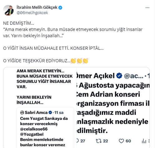 Sarıkaya Belediyesi'nin Cem Adrian kararına tebrik yağdı! - Yeni Akit