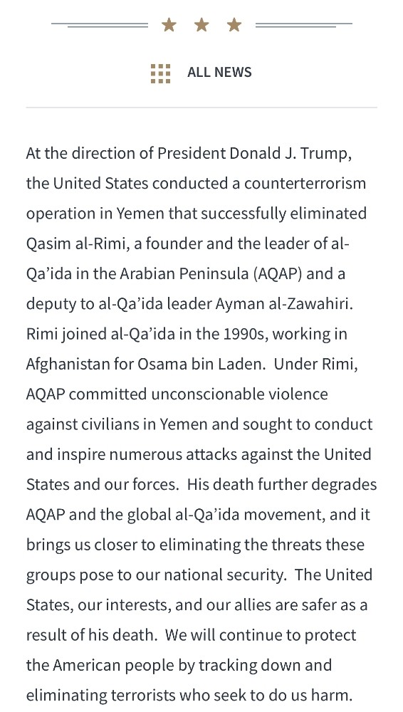 ABD, El Kaide lideri Kasım el-Rimi’nin öldürüldüğünü duyurdu - Yeni Akit